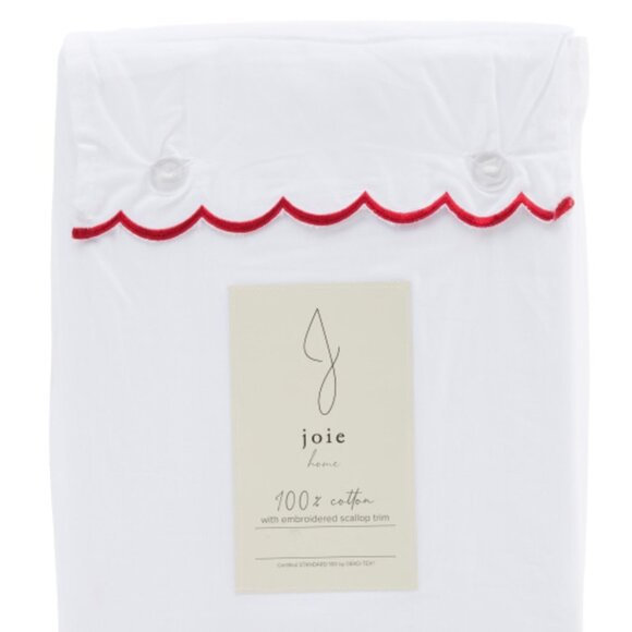 j joie | Bedding | Joie Home King Size Red Embroidered Scalloped Sheet ...